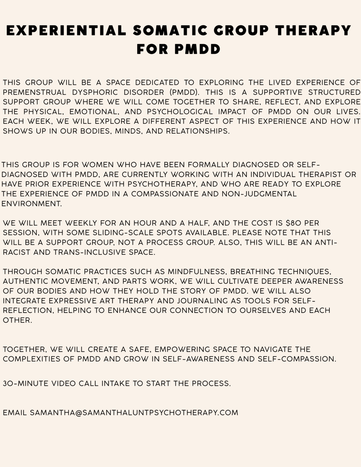 Experiential Somatic Group Therapy for PMDD | Center for Mindful Therapy